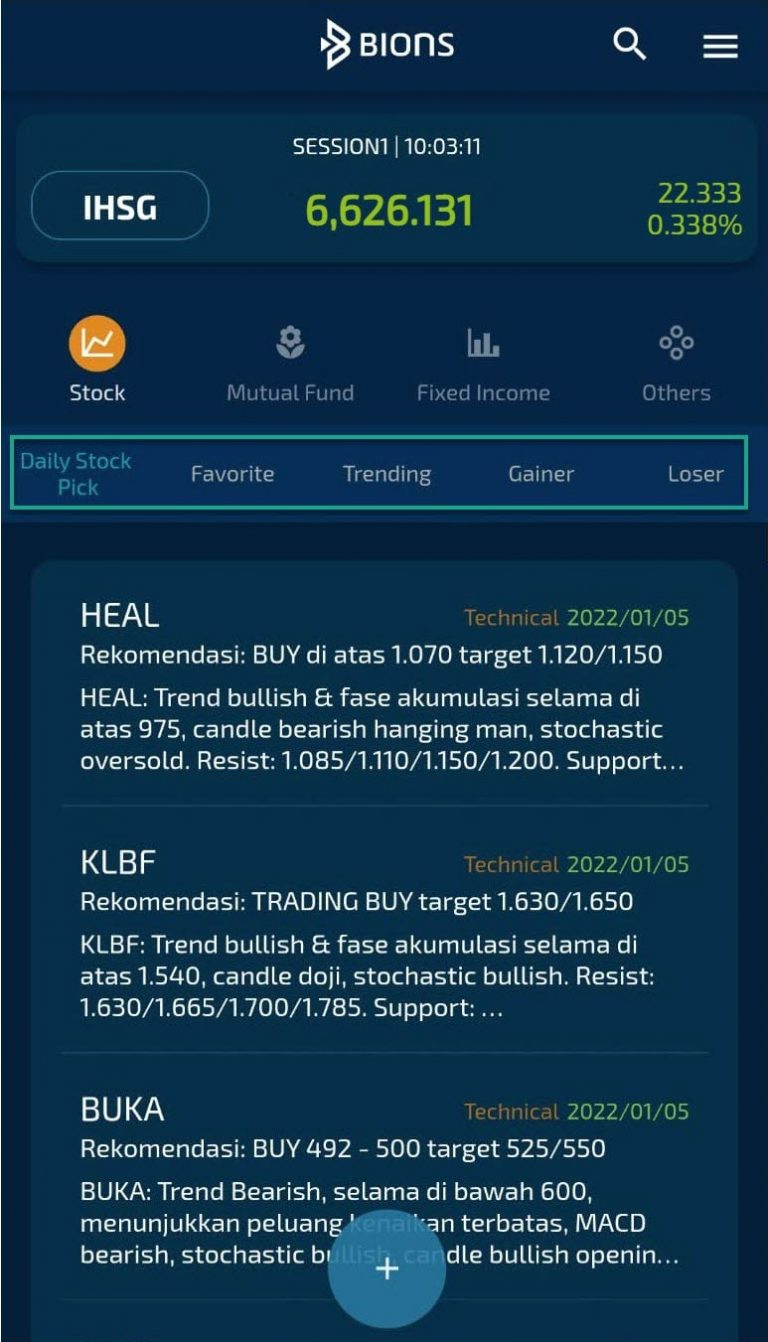 Stock Home Screen - HELP Bions