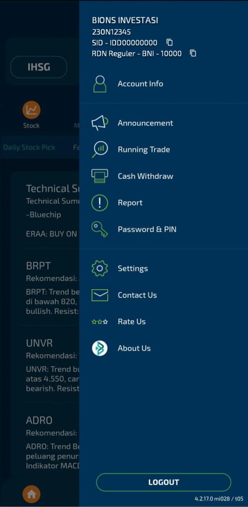 Layar Right Menu (Right Menu Screen) - HELP Bions